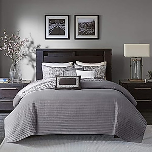 Madison Park Quilted Cal King Coverlet Set in Grey/Taupe Finish MP13-3400