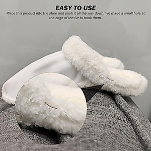 2Pairs Warm Insoles for Hole Shoes 9.1 Inch Fur Insert Lining Shoe Inner Sole Black and White Fur Insoles Soft Fleece Insert Winter Hole Shoes Liners Replacement for Women Men