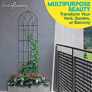 Gray Bunny Garden Trellis for Climbing Plants Outdoor - 2 Pack - 58" x 16" Cucumber Trellis, Rust Proof Metal Trellis for Tomatoes, Vines, Flower Beds, Roses