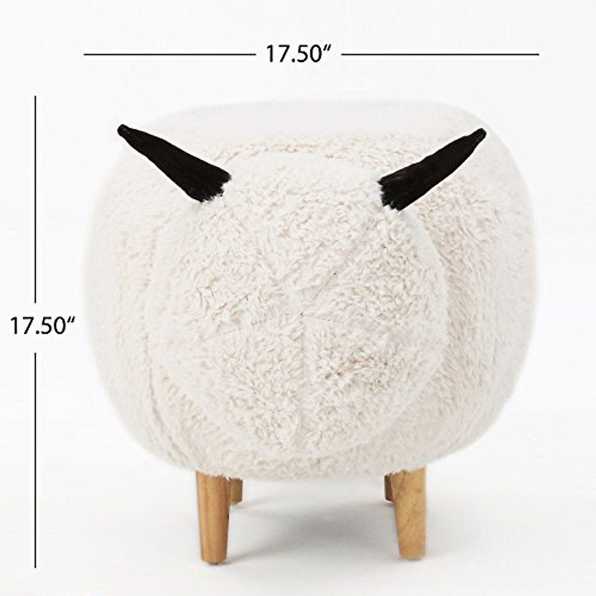 Christopher Knight Home Pearcy Furry Sheep Ottoman, White