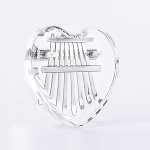 TREELF Acrylic Thumb Piano Crystal Transparent Kalimba Instrument 8 Keys Mini Thumb Piano (Heart-shaped)