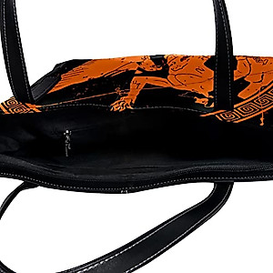 Women’s Leather Tote Bag, Ancient Greek God Prometheus Large Heavy Duty Shoulder Bag Travel Work School Handbag