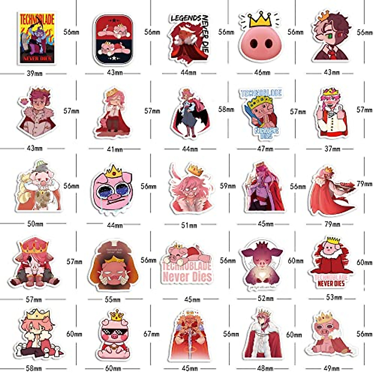 100Pcs Technoblades Game Pink Pig Cute Vinyl Cartoon Stickers for Kids Girls Boys Teens Adults for Water Bottles Laptop Phone Journaling for Birthday Party Supplies Halloween Decoration Favors