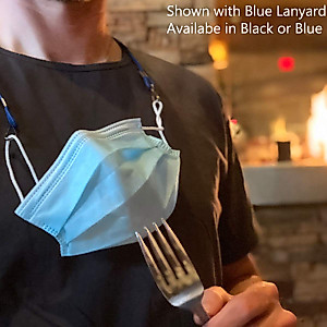 2 Pack - Adjustable Length Face Mask Lanyard - Handy & Convenient Safety Mask Holder & Hanger - Comfortable Around The Neck Facemask Rest & Ear Saver - Easy On & Off by Specialist ID (Black)