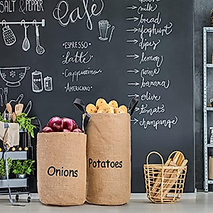 Bekith 4 Pack Burlap Potato Storage for Pantry, Potato and Onion Storage Bags with Handles, Farmhouse Kitchen Potato and Onion Storage Baskets, Potato Onion Keeper, Kitchen Organization