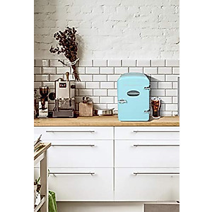 Frigidaire EFMIS175-BLUE Portable Mini Fridge-Retro Extra Large 9-Can Travel Compact Refrigerator, Blue, 6 Liters