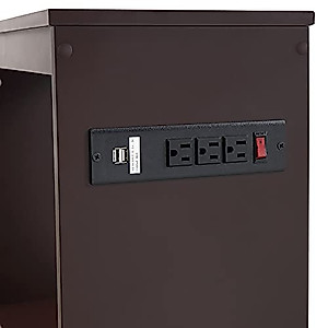 Jade Modern Nightstand with Charging Station | End Table with USB Ports & Outlets | Narrow Side Table for Bedroom & Living Room - Espresso