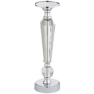 Alix Chrome and Crystal Pillar Candle Holders Set of 3 - Dahlia Studios