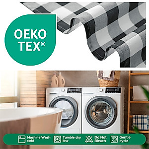 Biscaynebay Textured Fabric Shower Curtains 72" X 72", Black & White Printed Checkered Linen Modern Hotel Luxury Quality Cloth Bathroom Curtains Machine Washable