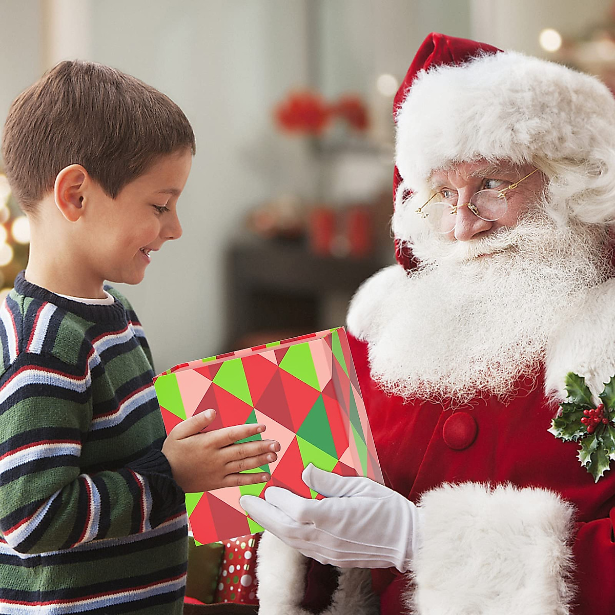 Christmas Gift Box 8"x8"x4" with Magnetic Closure Lid and Ribbon for Gift Packaging, Xmas Gift Wrapping Box for Christmas,New Year,Winter Holiday and Various Holidays