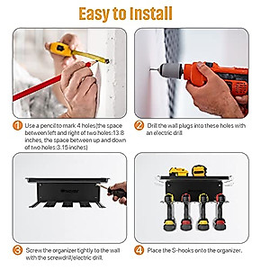 Ensayeer Power Tool Organizer, Cordless Drill Storage, Drill Holder Storage Wall Mount Shelf Rack, Charging Station to optimize Garage Organization and Power Tools Storage