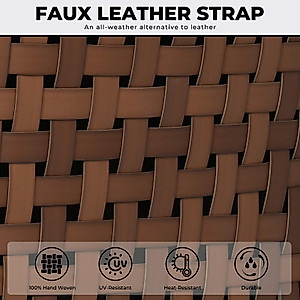 Grand patio 7-Piece Outdoor Dining Set, 6 Leather-Look Wicker Swivel Patio Chairs & 1 Rectangular Dining Table, Black