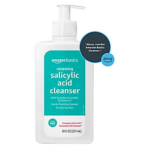 Amazon Basics Cleanser Face Wash - Renewing Salicylic Acid with Ceramides & Vitamin D, 8 fl oz, 1-Pack