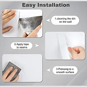 Saypacck 2'' x 50' Self Adhesive Stress Crack Tape Drywall Joint Tape Patch Wall Patch and Seam Patch Heavy Duty Smooth Roll for Concrete Patch and Repair, White