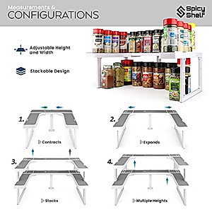 Spicy Shelf Deluxe - Expandable Spice Rack and Stackable Cabinet & Pantry Organizer (1 Set of 2 shelves) - As seen on TV(Spicy Shelf Deluxe)