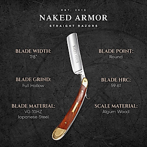 Amazing Naked Armor Straight Razor Kit, Shave-Ready Japanese Steel Blade, Complete Straight Razor Shaving Kit for Men, Straight Razor Beginner Kit, Straight Razors For Men Kit