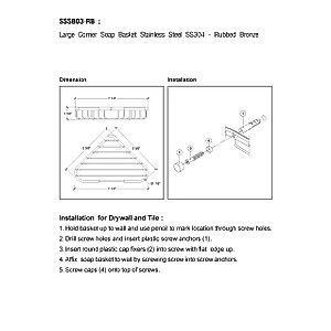 MODONA Stainless Steel (SS304) Corner Soap Basket - Rubbed Bronze - 5 Year Warrantee