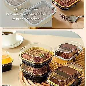 Findful Mini Cake Pans With Lids (10oz,40 Pack) Aluminum Foil Square Cupcake Liners Brownie Baking Cups,Disposable 4”x4” Large Cupcake Pan,Jumbo Muffin Tin Ramekins Holders