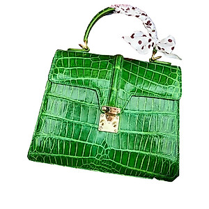 Genuine Green Crocodile Alligator Leather handbag, Crocodile Women Tote, Alligator Women Purse, Lady Bags