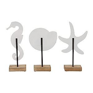Deco 79 Plastic Sea Life Decorative Sculpture Home Decor Statues, Set of 3 Accent Figurines 13", 13", 13"H, White