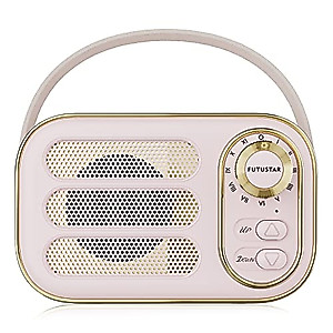 Aresrora Vintage Bluetooth Speaker， Retro Pink Decor, Small Wireless Bluetooth Speaker, Cute Old Fashion Style Accessories Aesthetic for Kitchen Bedrooms Office Party Home, Gift for Friend