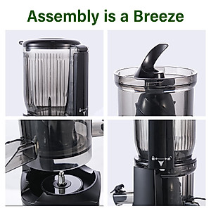 Cold Press Juicer，Slow Masticating Juicer,4.2-inch Large Bore Feed Chute， Juicer Machines Vegetable and Fruit,Easy to Clean, High Juice Yield,250W (black)