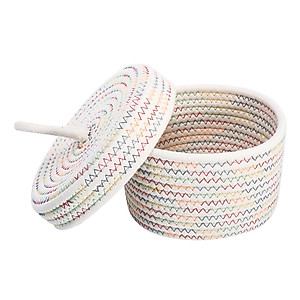 Angoily 1pc Grocery Basket Small Skincare Organizer Storage Baskets with Lid Nursery Woven Basket Woven Rope Shelf Basket Rattan Flower Basket White Oversized Hanging Basket Cotton Rope