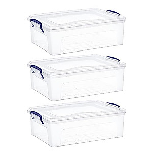 Superio Clear Storage Boxes with Lids, Plastic Containers Bins for Organizing, Stackable Crates, Storage Bins Organizer for Home, Office, School, and College (4 Quart, 3 Pack)