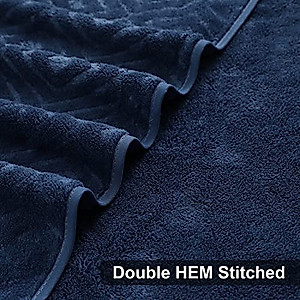 CHINO 2 Piece Navy Hand Towels, 700 GSM, 16"x31" with Diamond Pattern-Soft, Highly Absorbent, Quick Drying Microfiber Hand Towel for Bathroom, Beach, Travel, Fitness, Yoga