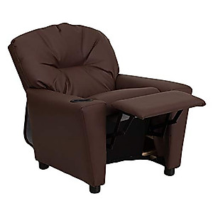 Flash Furniture Contemporary Brown LeatherSoft Kids Recliner with Cup Holder