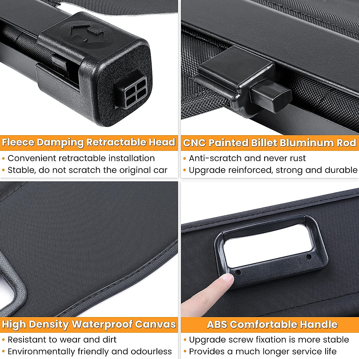 Trunk Cargo Cover For Ford Edge 2015 2016 2017 2018 2019 2020 2021 2022 2023 SE SEL ST Sport Titanium Retractable Rear Trunk Cargo Luggage Security Shade Shield Waterproof Custom Fit All Weather Black