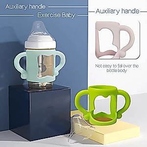 Bottle Holder for Baby Self Feeding,4 Pack Bottle Handles for Dr Brown Narrow Baby Bottles,Soft Silicone Bottle Holder with Easy Grip Handles to Hold