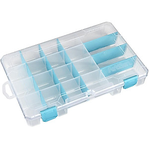 ArtBin 6944AG Medium Anti-Tarnish Box with Removable Dividers, Jewelry & Craft Organizer, [1] Plastic Storage Case with Anti-Tarnish Technology, Clear with Aqua Accents
