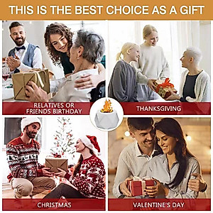 Table top Fire Pit Bowl - Long Time Burning Portable Concrete Tabletop Fireplace - Personal Cement Fire Bowl with Stylish Tabletop Decor for Patio Balcony, Gift for Mom, Dad, Grandma and Grandpa