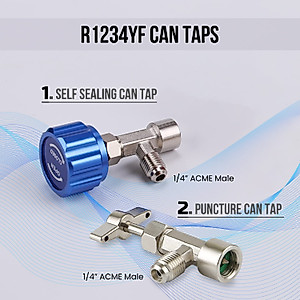 Lichamp Car A/C R1234YF Adapter with Self Sealing Can Tap, AC R1234 Quick Couplers Connectors Kit
