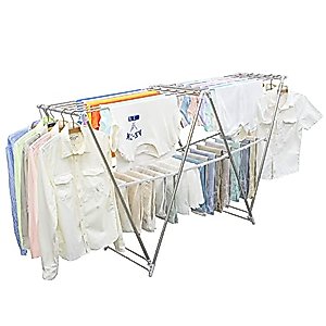 Letusto W-Rack Laundry Clothes Drying Rack - Indoor & Outdoor Folding Clothing Rack Foldable - Stainless Steel Laundry Garment Dryer Stand (Dry-Rack)