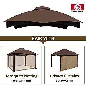 CoastShade Patio 10X12 Replacement Canopy Roof for Lowe's Allen Roth 10X12 Gazebo Backyard Double Top Gazebo #GF-12S004B-1（Brown）