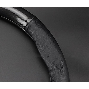 ZHOL Steering Wheel Cover, Universal 15 Inch Fashion Sport Microfiber Leather Carbon Fiber Auto Car Steering Wheel Cover for Men, Anti-Slip Car Interior Accessories, Black