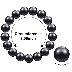 Hicarer 2 Pieces Shungite Bracelet Black Shungite Beads Crystal Stretchy Stones Bracelets Energy Jewelry Powerful Defender Spiritual Healing Chakra Balance for Men Women(12 mm)