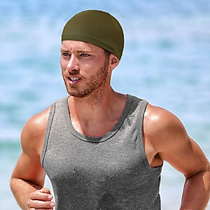 Boao 6 Pieces Cycling Skull Cap Running Sweat Wicking Hats Helmet Liner for Men and Women Fitting Running Jogging Exercise (Black, Grey, Dark Blue, White, Army Green, Navy)