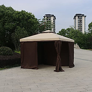Sunshine Outdoor Replacement Gazebo Curtains 4 Panels with Zipper for Garden Patio Yard (10'x10', Coffee)(Curtains Only)