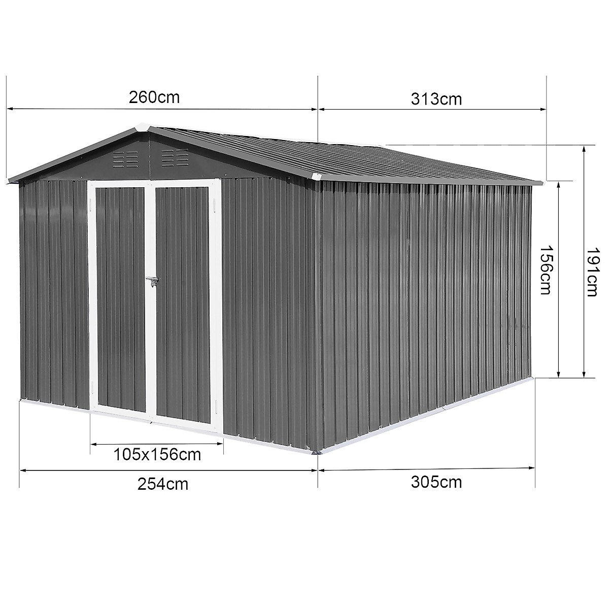 EMKK Large Metal Storage Shed,Outdoor Storage Shed 10x8FT, Heavy Duty Metal Tool Sheds Storage House with Door & Air Vent for Garden, Patio, Lawn to Store Bikes, Trash Bins, Tools, Lawnmowers