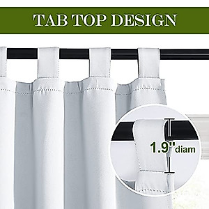 NICETOWN Indoor Curtain Waterproof with Tab Top Design, Thermal Insulated Sunlight Block Patio Curtain for Keep Warm in Winter & Keep Cool in Summer (1 Pack, W52 x L84, Greyish White)