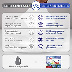 Binbata Laundry Detergent Sheets, 200 Loads Fresh Linen Scent Hypoallergenic Eco-Friendly Laundry Sheets, Biodegradable Plastic Free Liquidless Laundry Sheets Detergent Suitable for Sensitive Skin