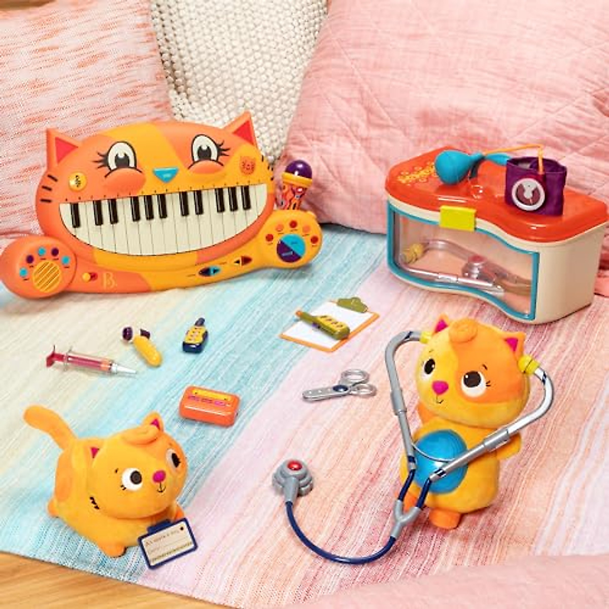 B. toys- Meowsic- Interactive Cat Piano – Toy Piano & Microphone – Musical Instrument For Toddlers, Kids – 20+ Songs, Sounds & Recording Feature – 2 Years +