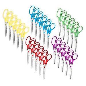 Blue Summit Supplies Multi Purpose Scissors, 8 Inch Household Shears with Comfort Grip, Sharp Scissors for Craft or Office, Assorted Colors, 30 Pack
