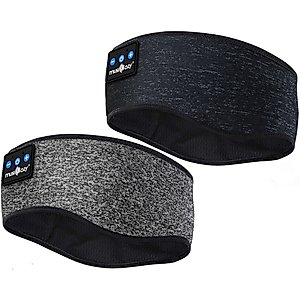 MUSICOZY Sleep Headphones Bluetooth Headband, Wireless Music Sleeping Headphones Sleep Mask Earbuds IPX6 Waterproof with Mic for Side Sleepers Workout Running Travel Yoga, Pack of 2