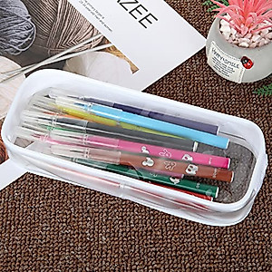 16 Pieces Clear Pencil Pouch, White Pencil Case with Zipper, Big Capacity Makeup Bag Toiletry Carry Pouch, Portable Pencil Bags for School Office Stationery and Travel Storage
