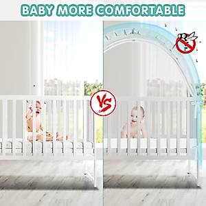 Crib Tent - Crib Net to Keep Baby in, Stop Baby from Climbing Out of Crib, Pop Up Baby Crib Tent with Durable Breathable Net Double Zipper Strong Rods Installation Convenience