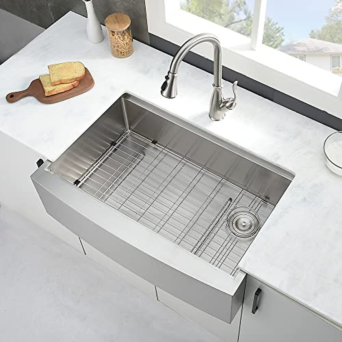 30 Inch Stainless Steel Farmhouse Sink-Jshozzy 30x22 Farm Sink Apron Front Farmhouse Kitchen Sink 16 Gauge Stainless Steel Single Bowl Kitchen Sink